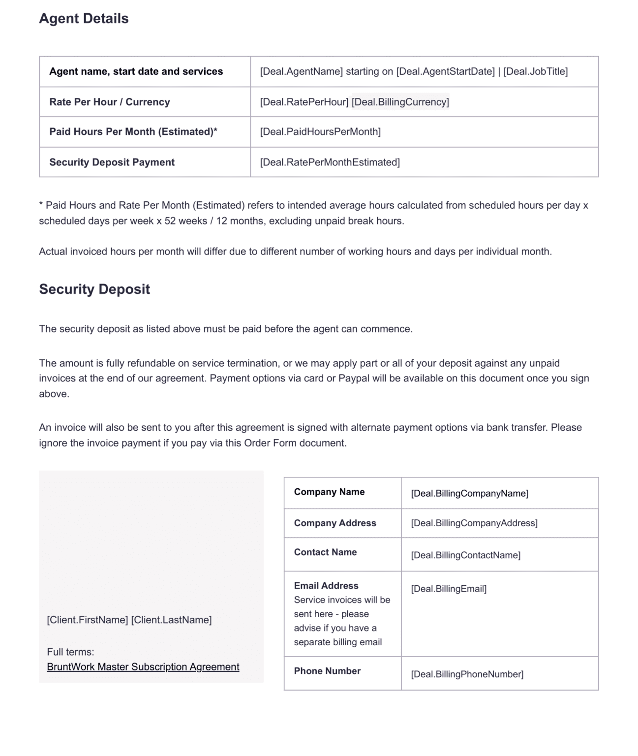BruntWork Order Form Template - BruntWork